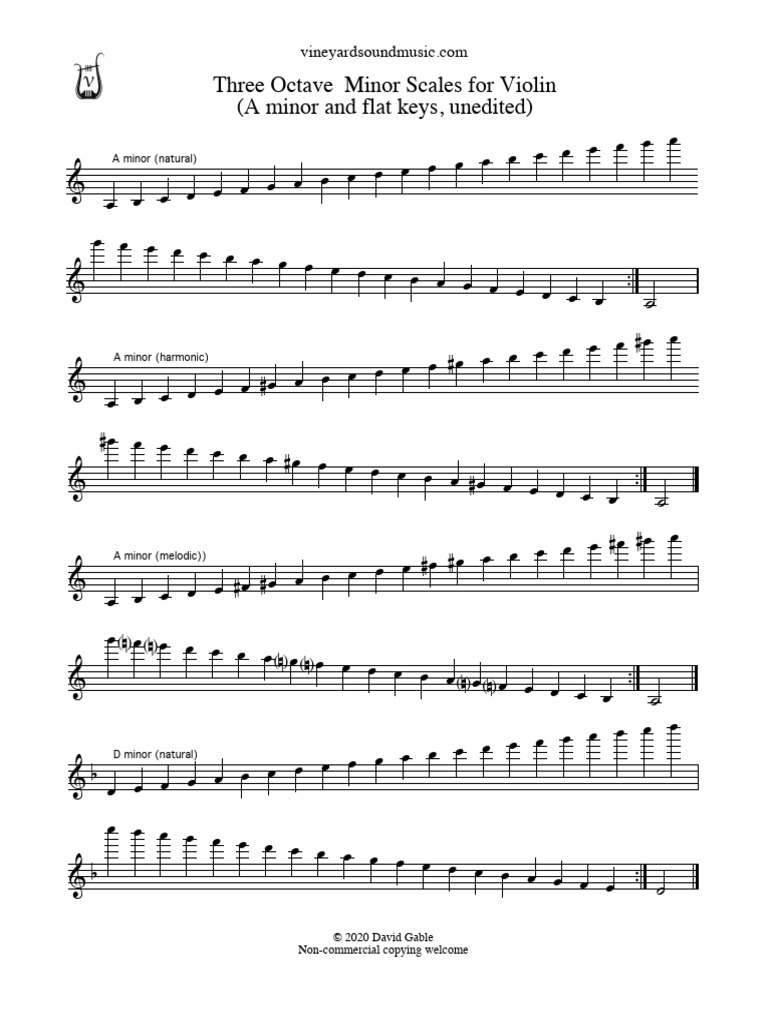 Violin Scales 3 Octave Minor Flat Keys | PDF