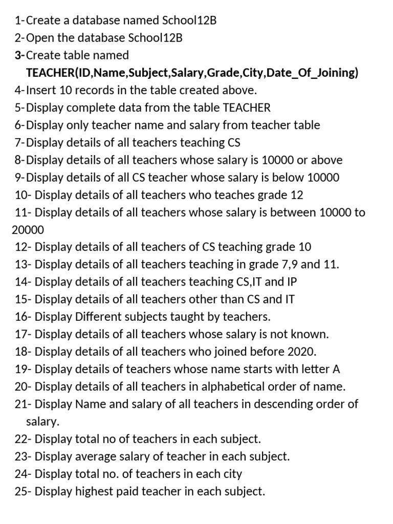 Mysql Practice Questions | PDF
