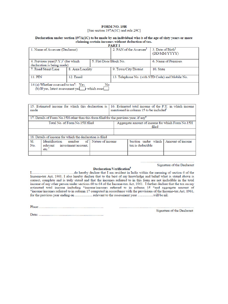 Form 15 H | PDF
