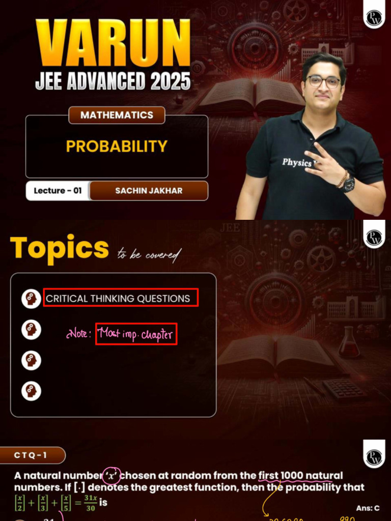 Probability 01 - Class Notes - Varun JEE Advanced 2025 | PDF