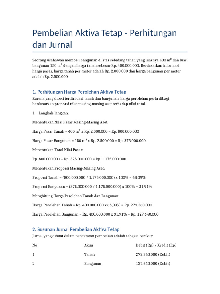 Pembelian Aktiva Tetap | PDF