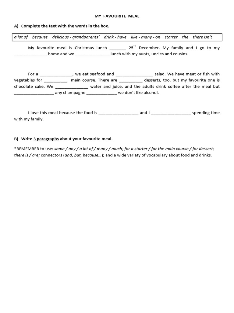 Christmas Lunch Meal Description | PDF