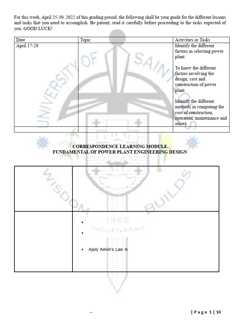 EE-MODULE-Fundamental of Power Plant Engineering Week 12 (LMS) | PDF ...