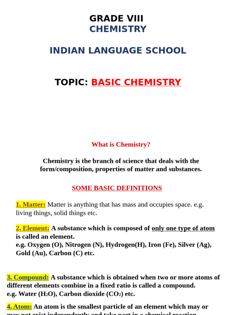Basic Chemistry | PDF | Chemistry | Molecules