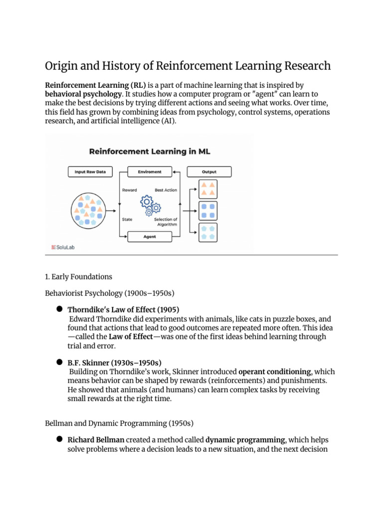 History and Concepts of Reinforcement Learning | PDF | Probability ...