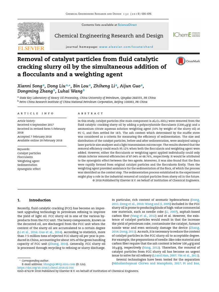 Removal of Catalyst Particles From Fluid Catalytic Crac 2018 Chemical Engine | PDF | Cracking ...