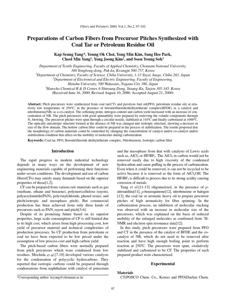 Preparations of Carbon Fibers From Precursor Pitches Synthesized With ...