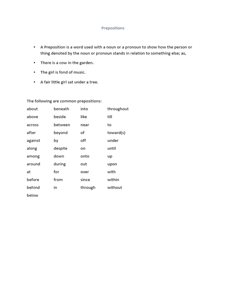 Prepositions | PDF