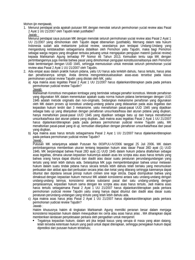 Mohon ijin menjawab | PDF