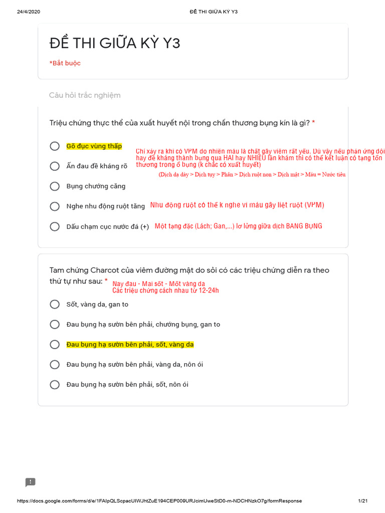 Đề Giữa Kỳ Y18 | PDF