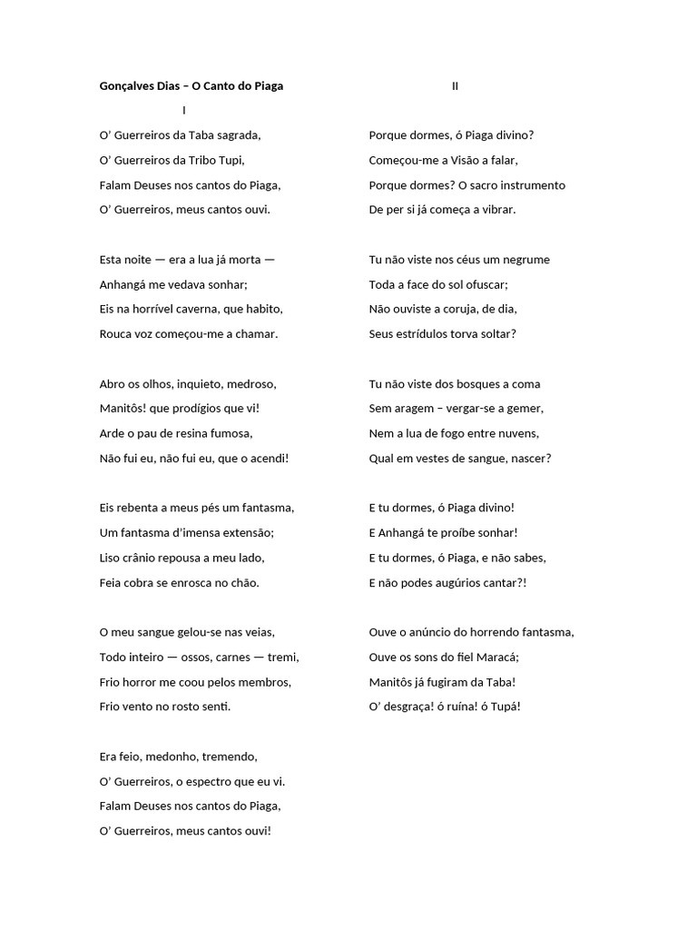 Gonçalves Dias: O Canto do Piaga | PDF