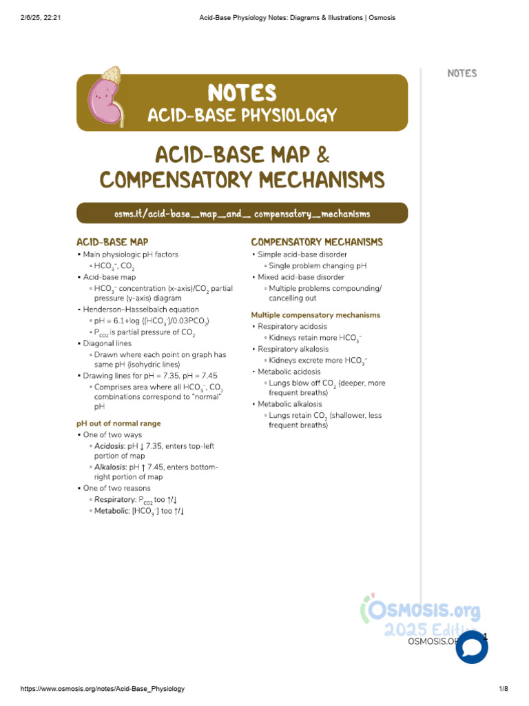 Acid-Base Physiology Diagrams & Notes | PDF