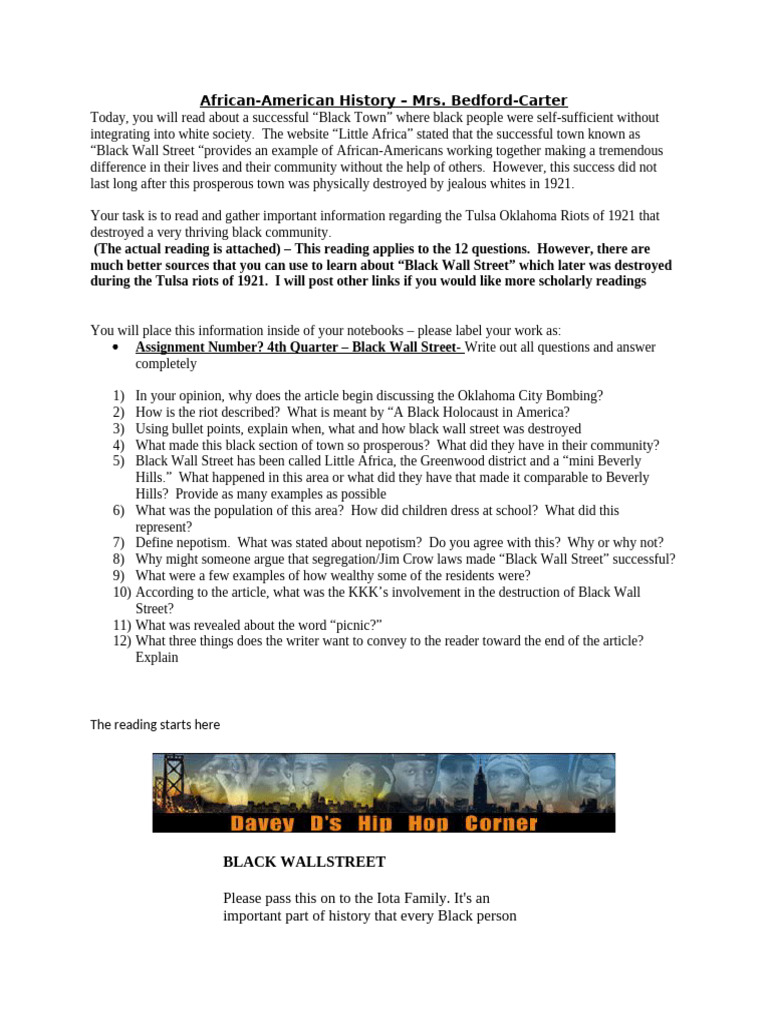 Black Wall Street: Tulsa's Lost Prosperity | PDF | Society Of The ...