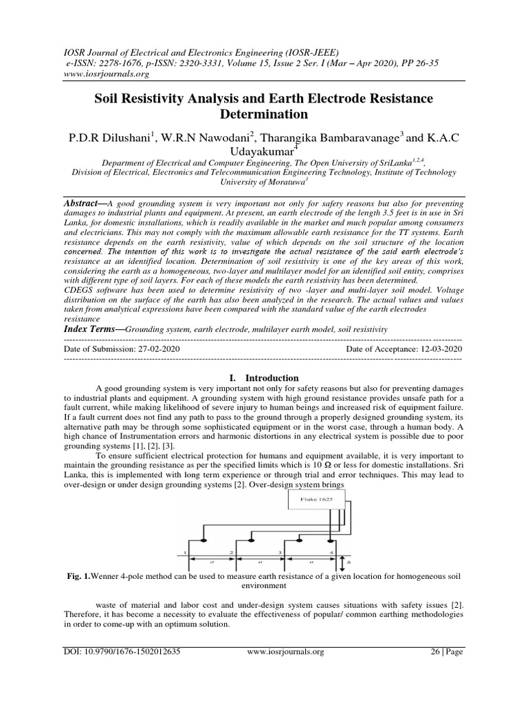 Soil Resistivity Analysis and Earth Elec | PDF | Electrical Resistivity And Conductivity ...