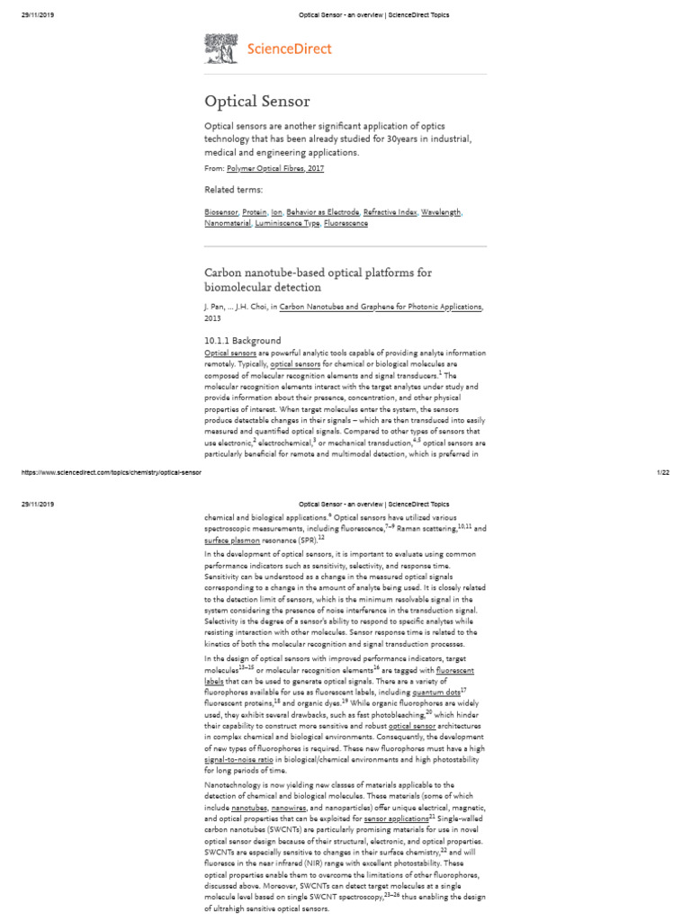 Optical Sensor - An Overview - ScienceDirect Topics | PDF | Surface ...