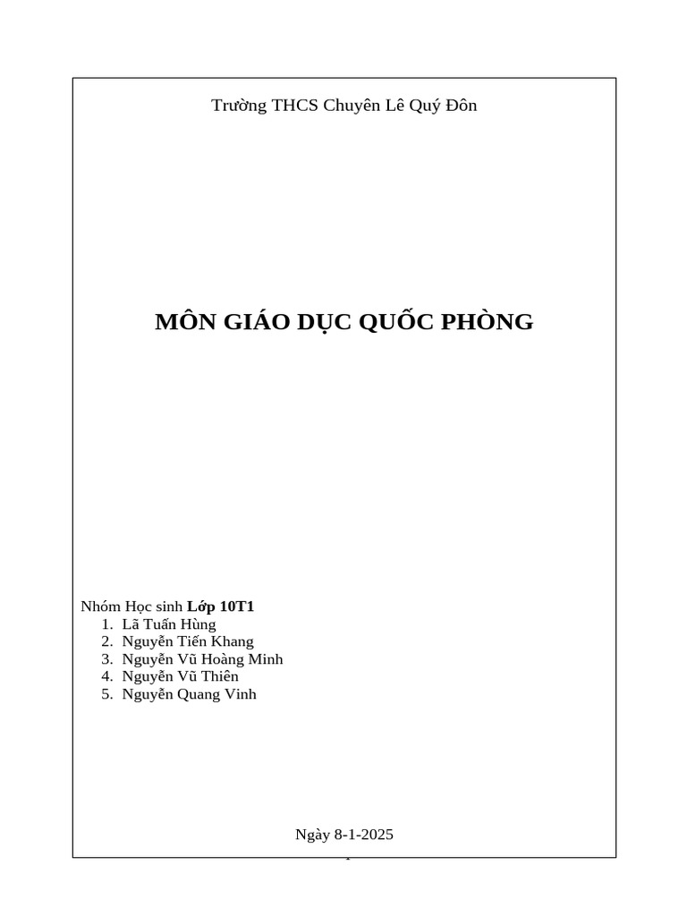 10T1. bài tập GDQP | PDF