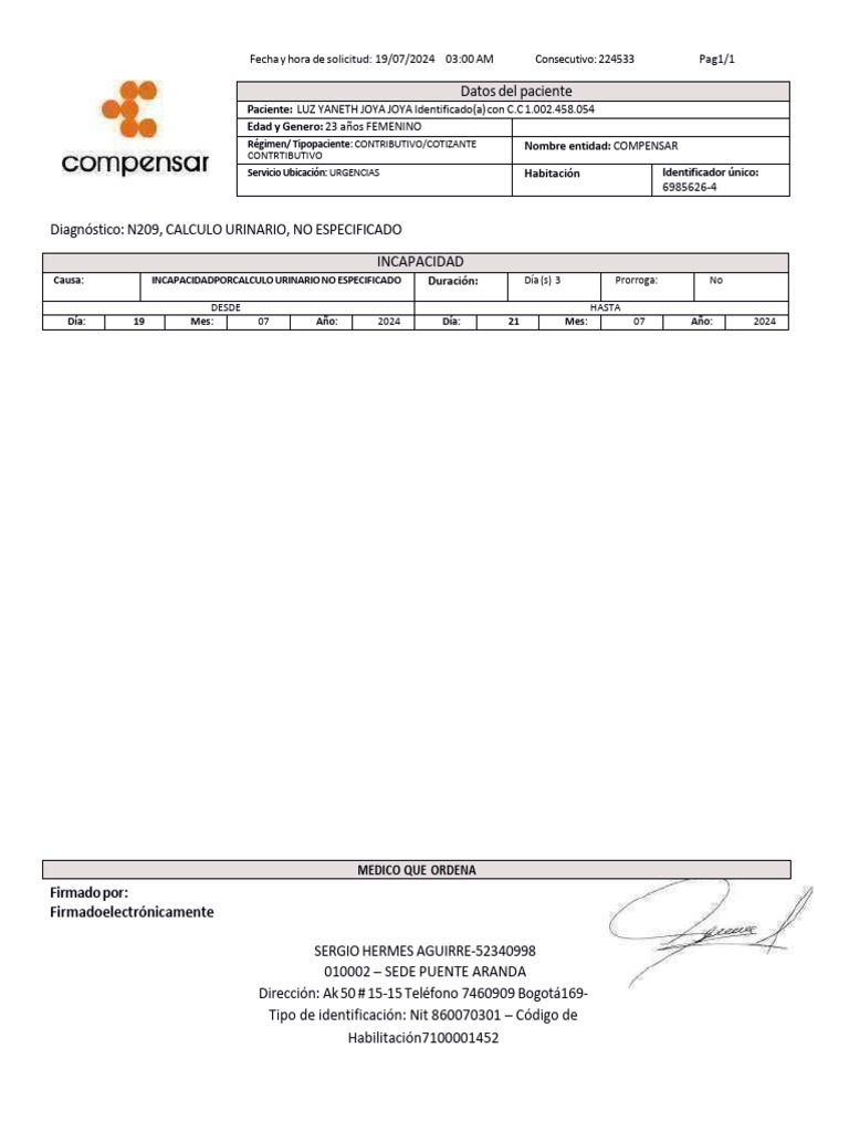 Incapacidad Compensar Janeth 2 | PDF