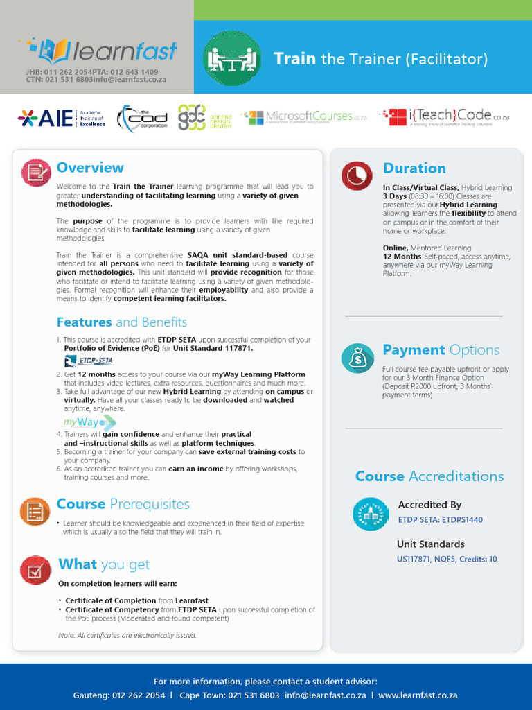 Fact Sheet, Train The Trainer V280121 | PDF | Learning | Evaluation