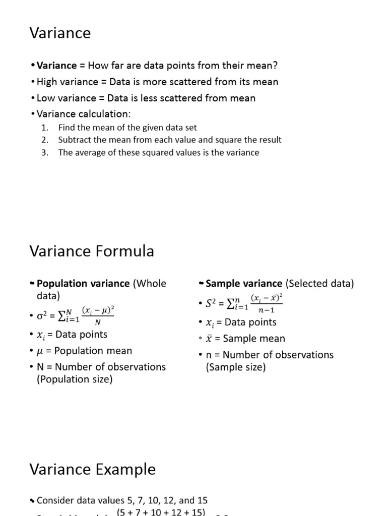 Variance, Standard Variance | PDF | Skewness | Variance