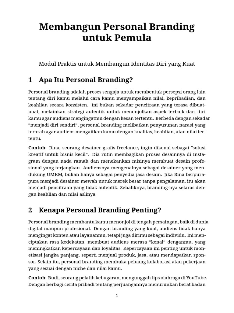 Contoh Narasi Personal Branding | PDF