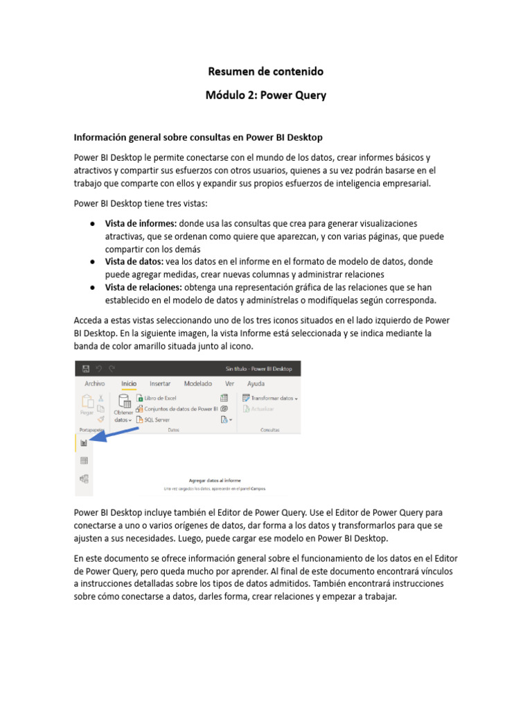 Resumen de Contenido Módulo 2 Power Query | PDF | Bases de datos | Tecnologías de la información