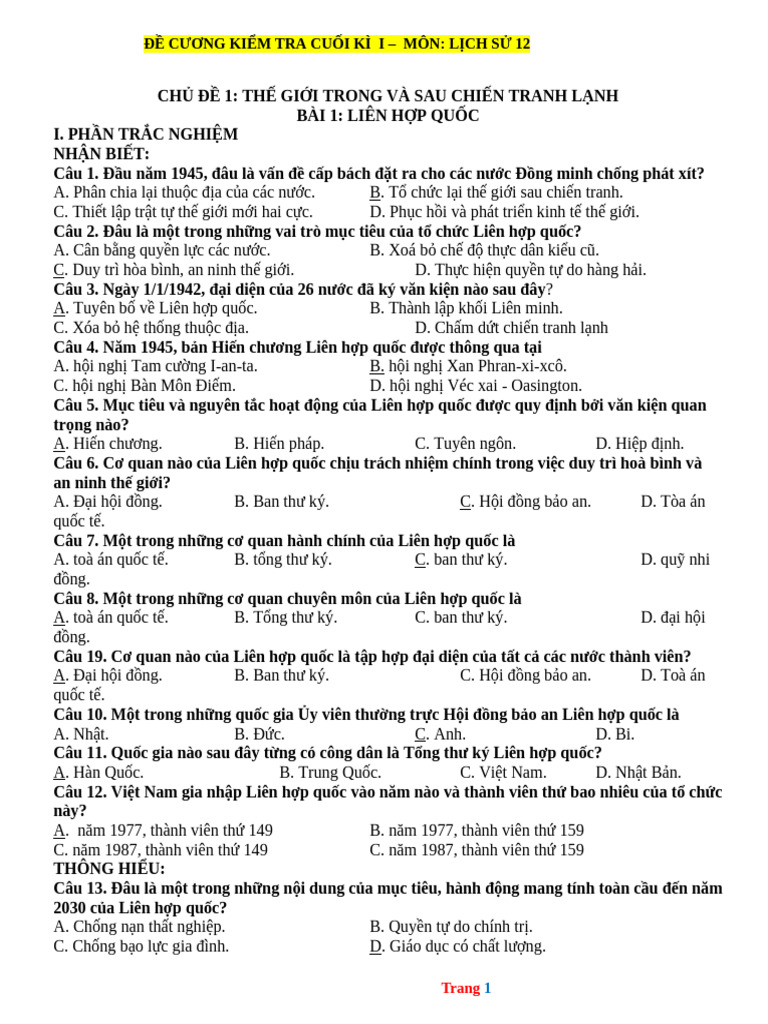 12 de Cuong On Tap CK1 LICH SU Lop 12 NT 2425 2b931 | PDF