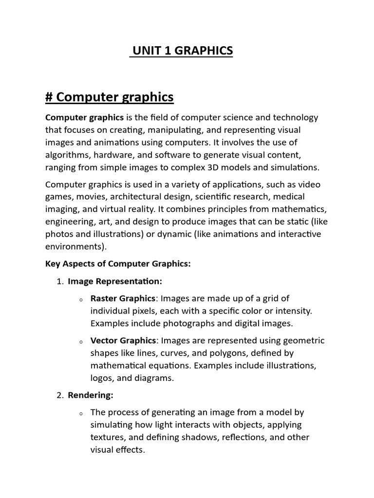 Unit 1 Graphics | PDF | Computer Graphics | 3 D Modeling