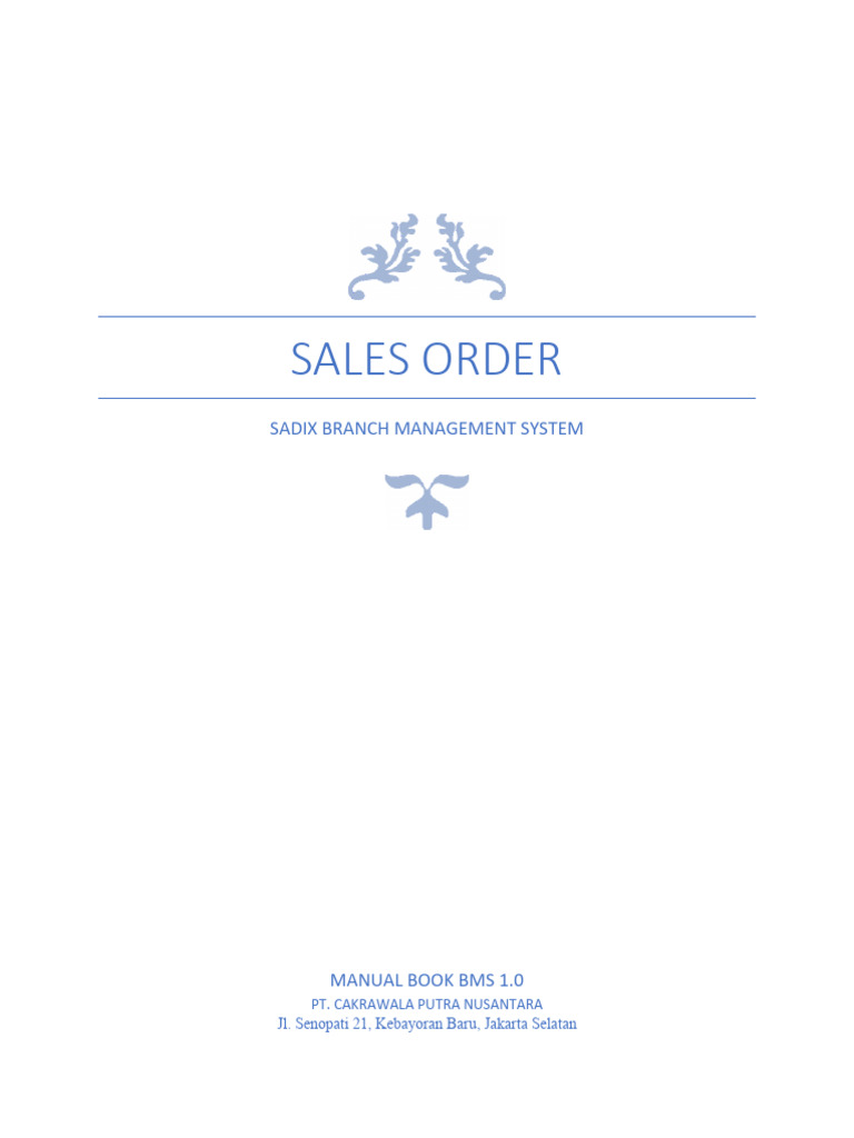 1 BMS Sales Order 1.0 | PDF