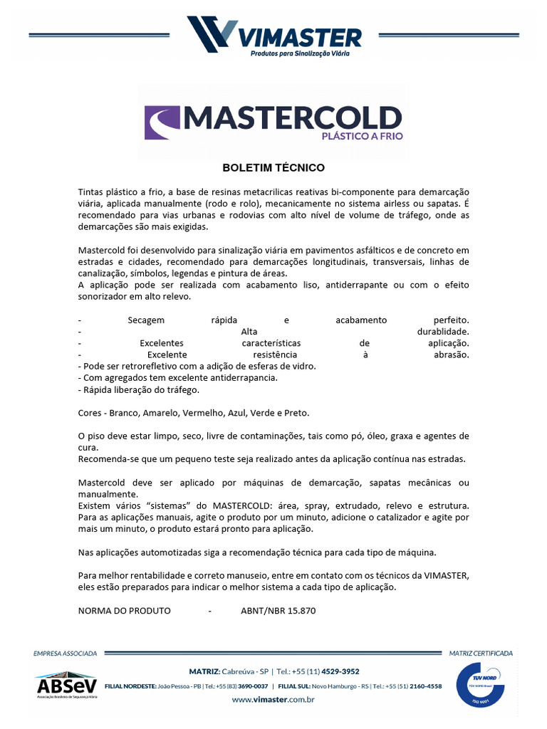 Fispq - Vimaster Mastercold - Plastico A Frio | PDF | Tinta