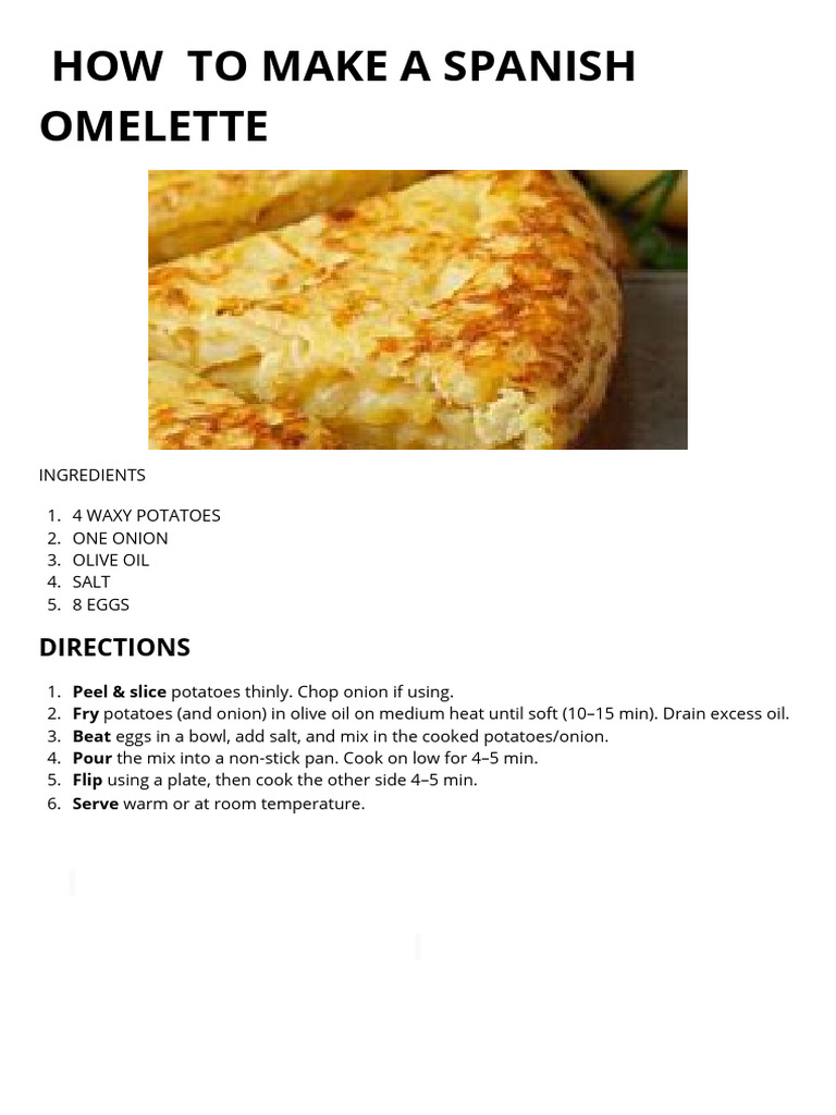 How To Make A Spanish Omelet | PDF