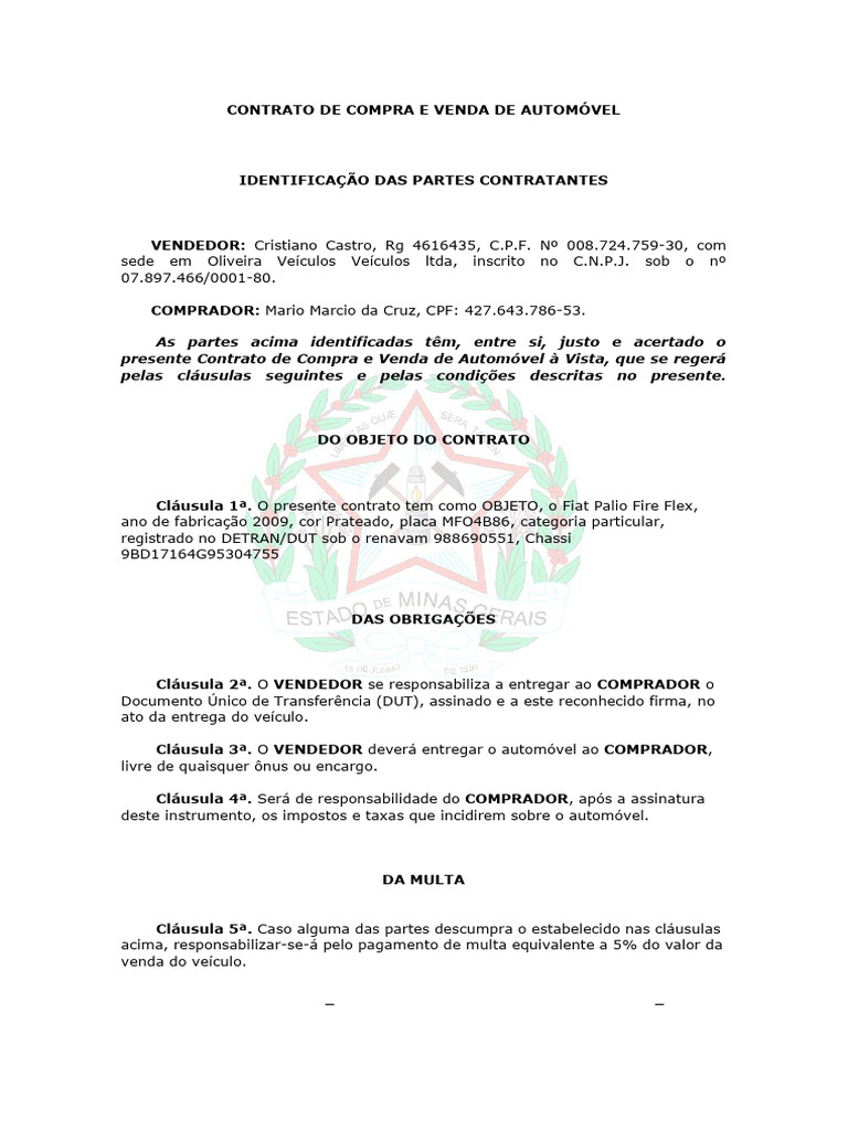 Contrato Mario Marcio | PDF