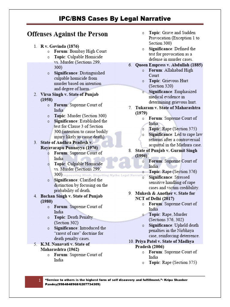 IPC-BNS Cases For AU LLM by Legal Narrative | PDF | Murder | Criminal Law