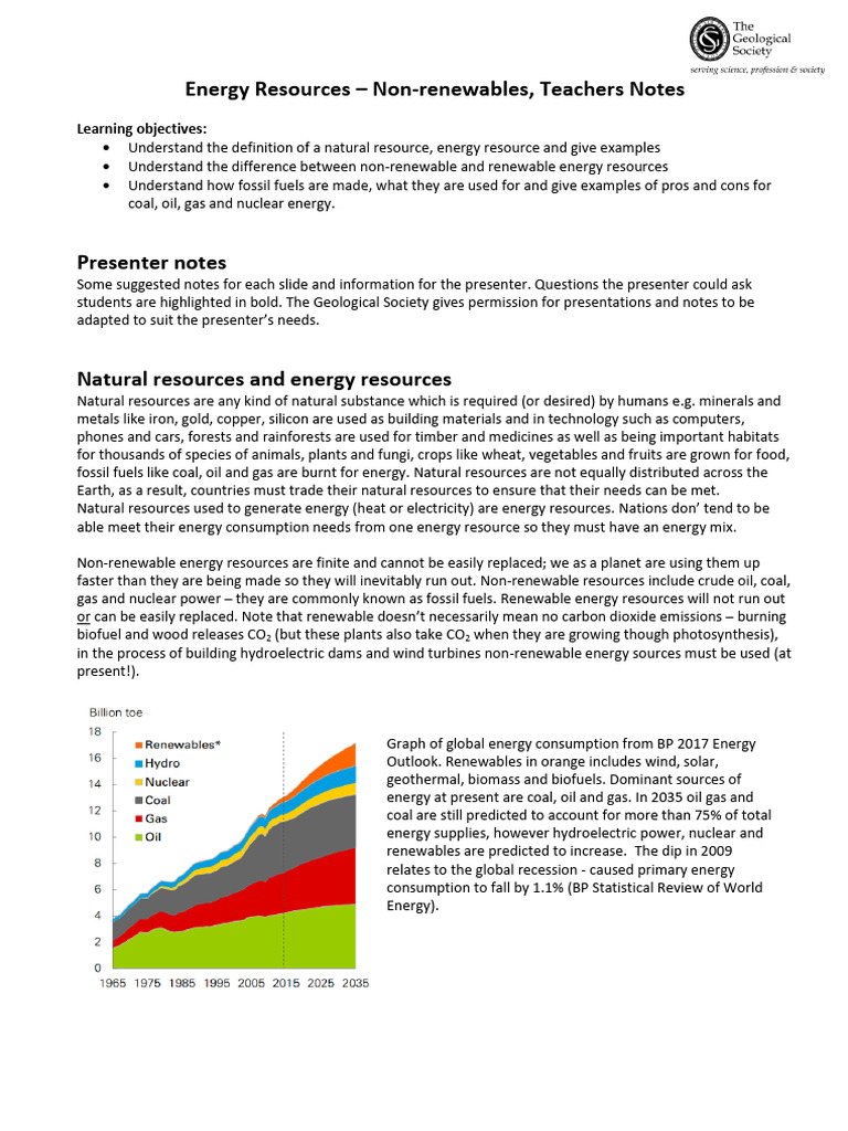 Non-Renewable Energy Resources Guide | PDF | Petroleum | Coal