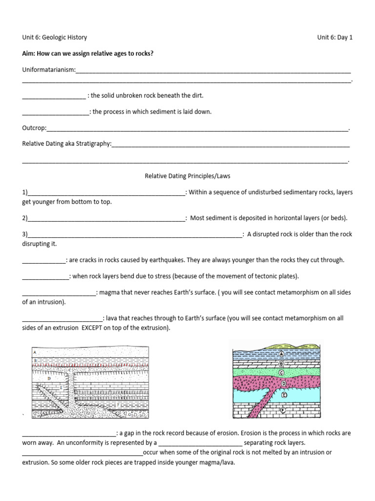 1 - NY Regents Earth Science Geologic History Unit Guided Notes | PDF ...