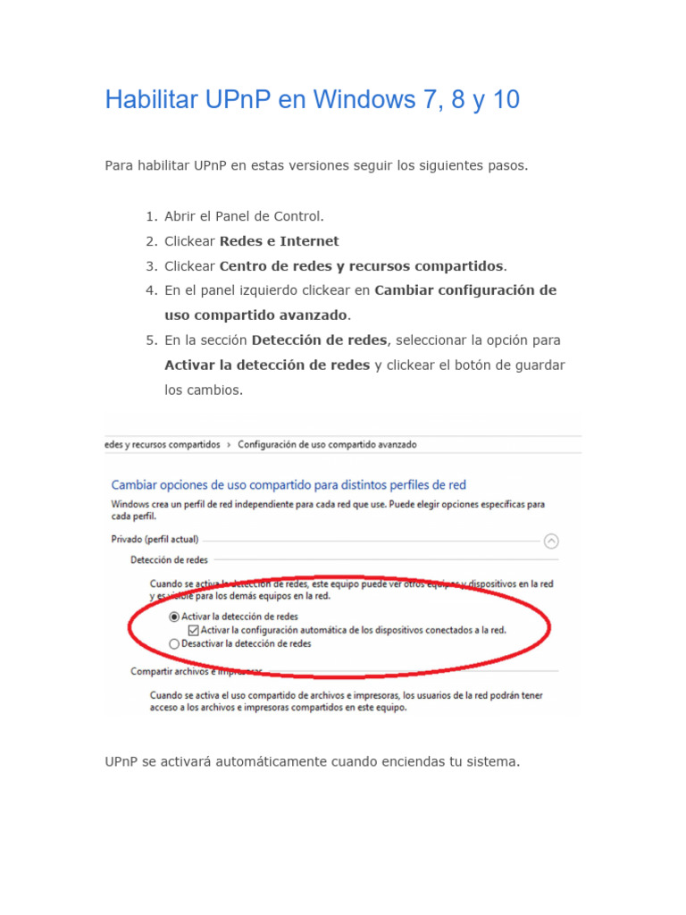 Habilitar UPnP en Windows | PDF