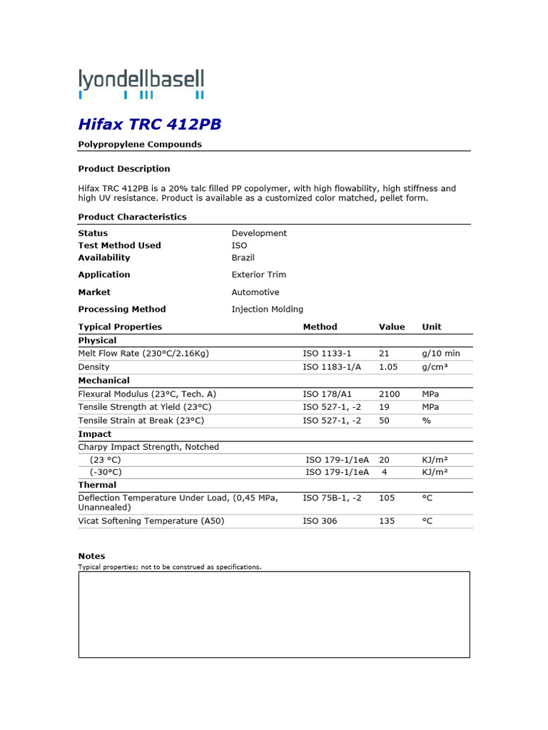 Lyondell Basell PP EPDM TD20 Grades e Bumpers | PDF | Medical Device ...