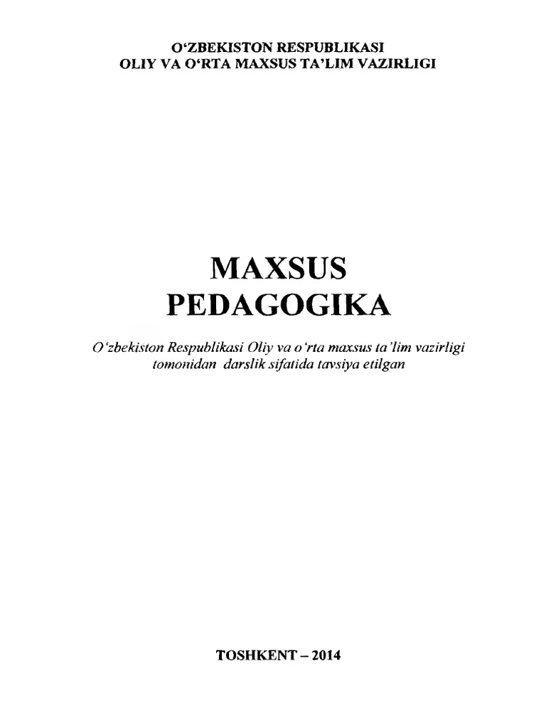 Maxsus Pedagogika | PDF
