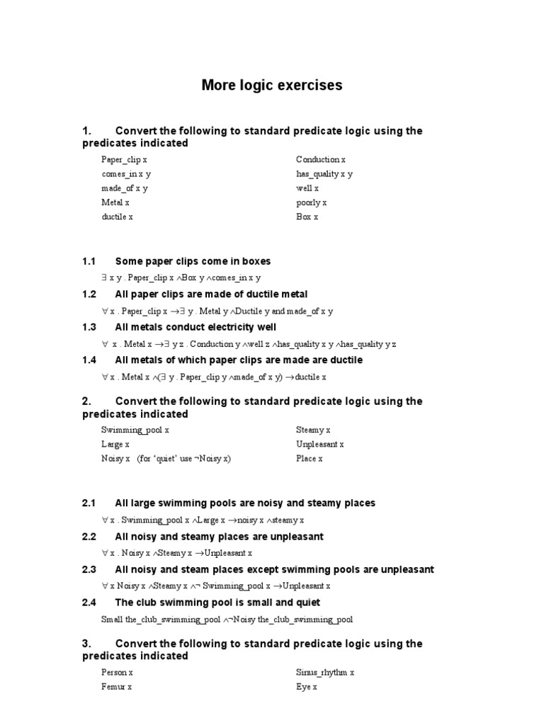 More Logic Exercises-Answers | PDF | Heart | Logic
