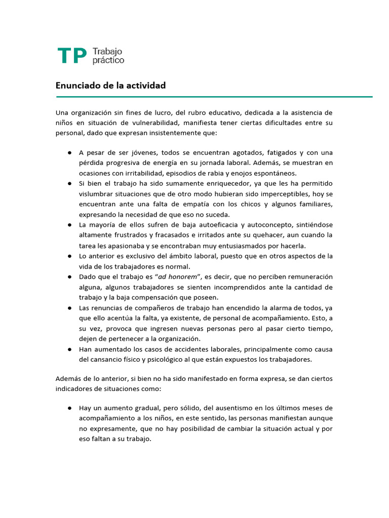 TP3 - Enunciado de La Actividad | PDF | Conceptos psicologicos ...