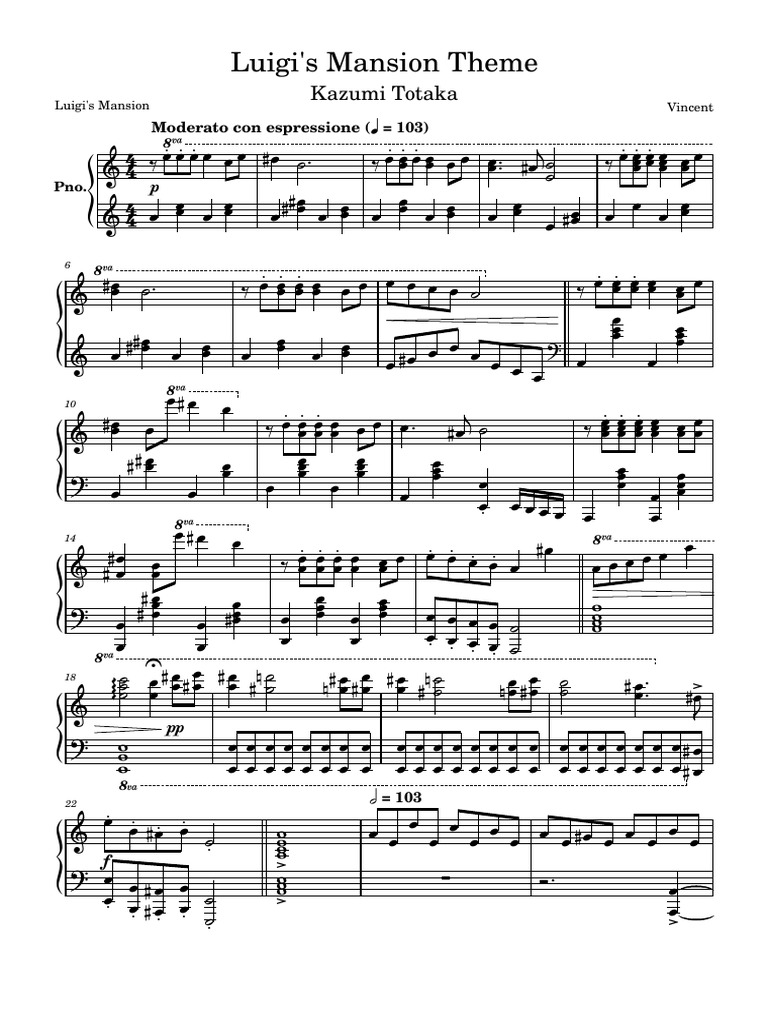 Luigi's Mansion Theme Sheet Music | PDF