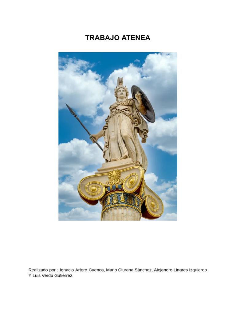 Trabajo Atenea | PDF | Atenea | Religión Griega Antigua