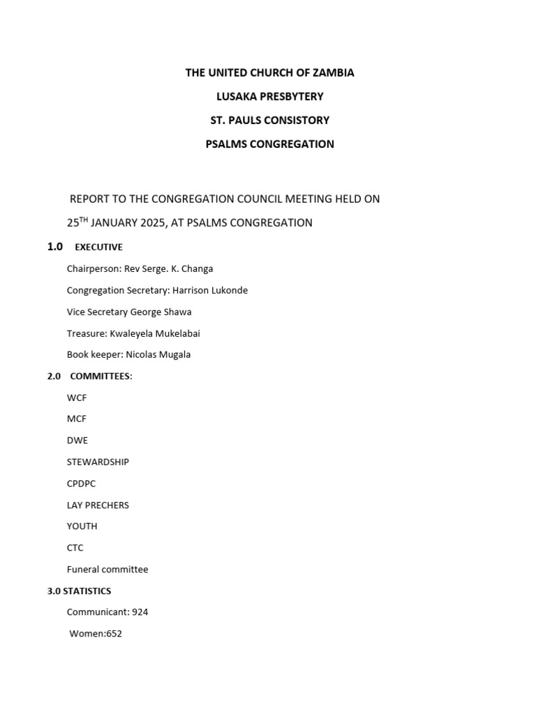 St. Pauls Congregation Council Report | PDF
