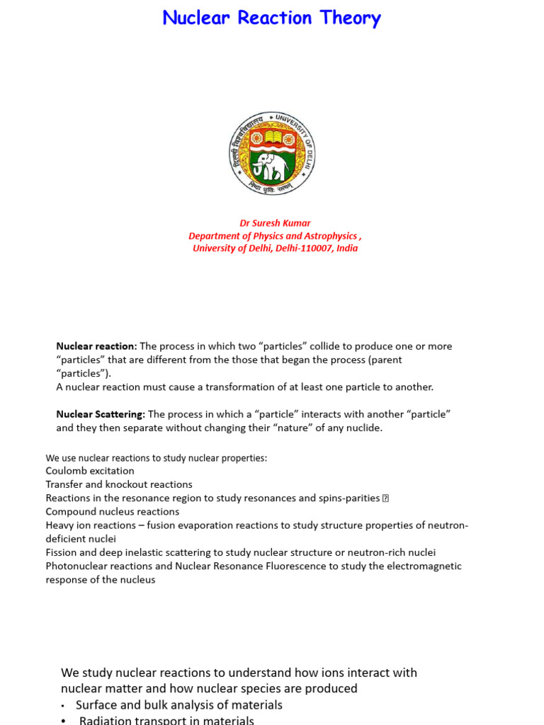 Nuclear Reaction 06 - Final 202 - Organized | PDF | Nuclear Physics | Cross Section (Physics)