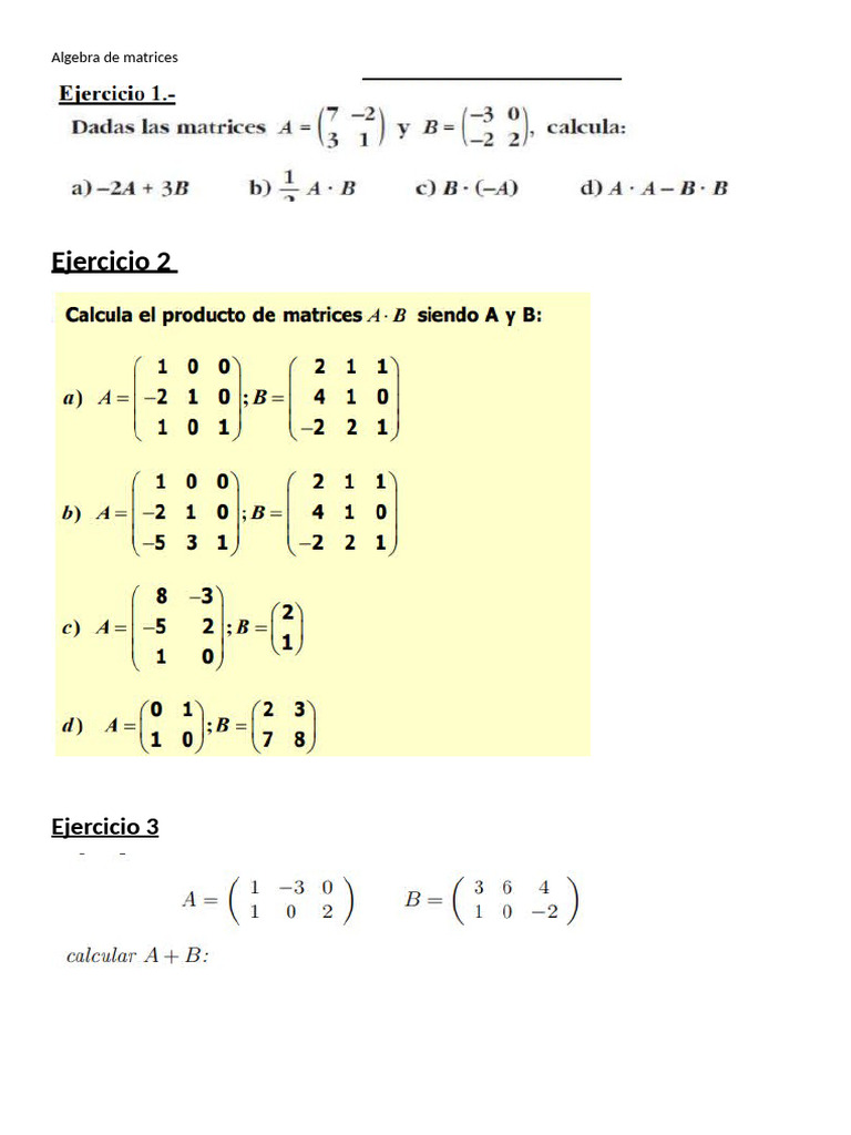 Algebra de Matrices | PDF