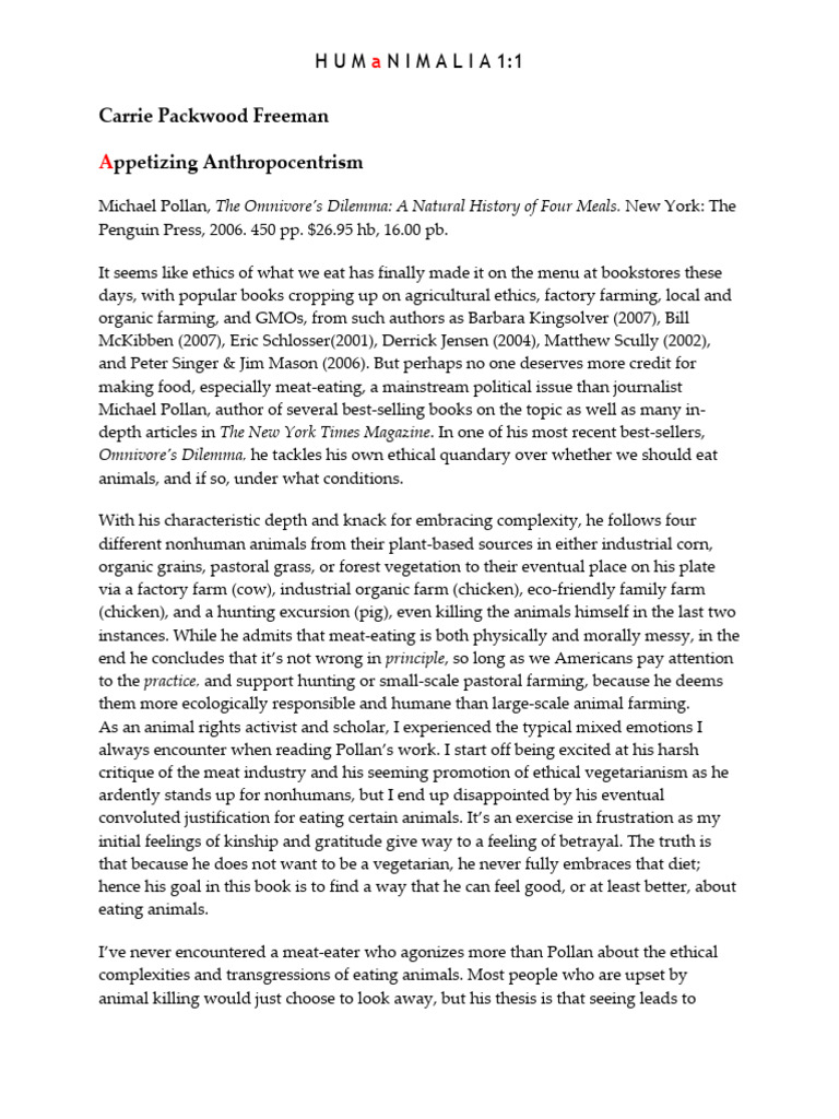 Michael Pollan The Omnivores Dilemma A Natural Hi | PDF | Animal Rights ...