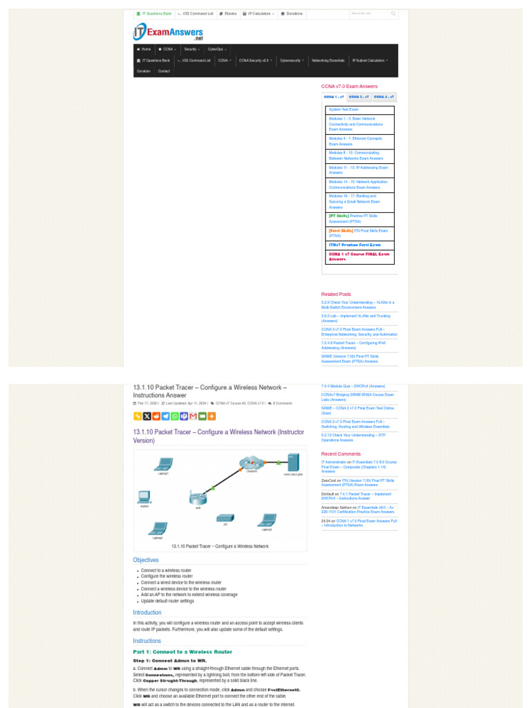 13.1.10 Packet Tracer - Configure A Wireless Network - Instructions ...