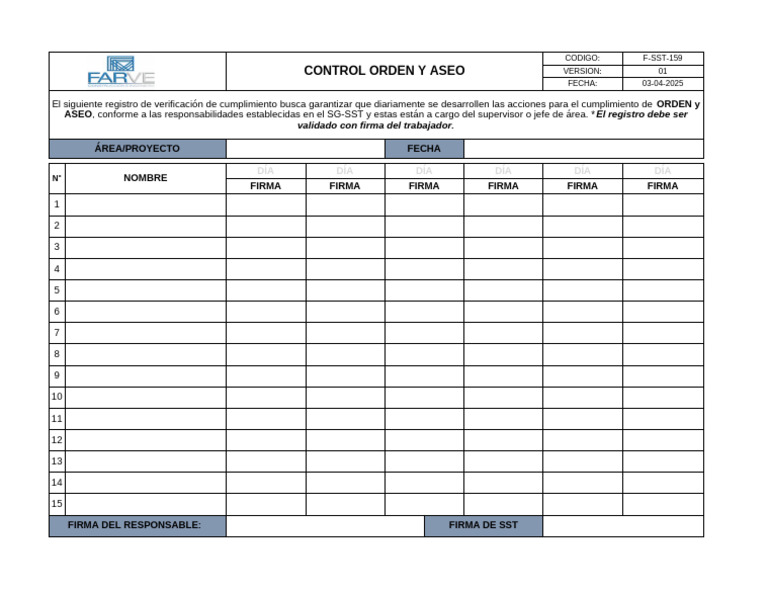 Control Orden y Aseo | PDF