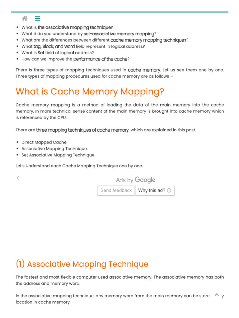 CACHE MAPPING | PDF