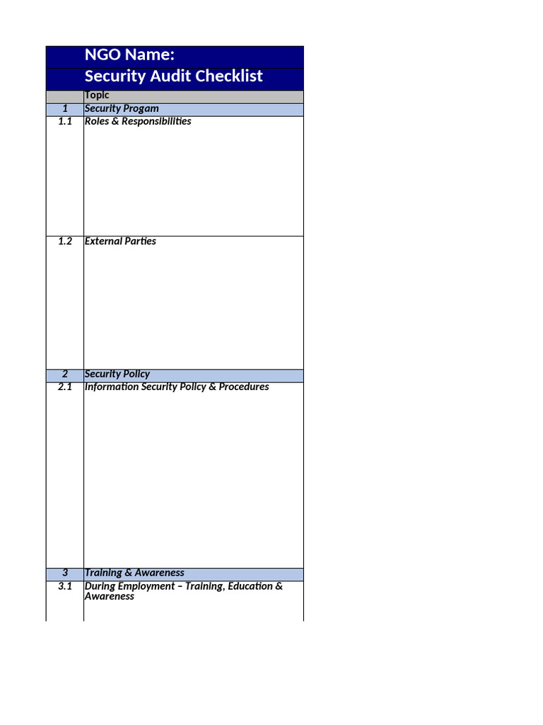 NGO Security Audit Checklist Guide | PDF | Security | Computer Security
