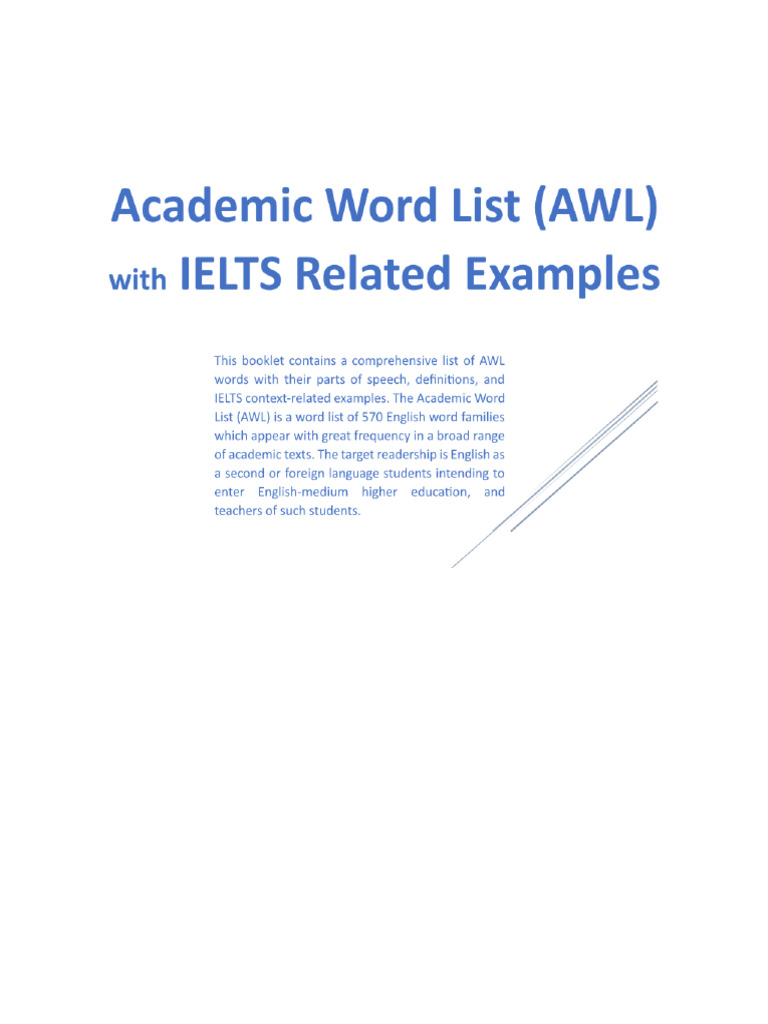 Academic Word List AWL With IELTS Examples | PDF